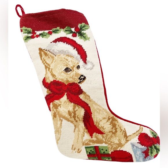Vintage | Holiday | Vintage Embroidered Puppy Red Velvet Christmas ...